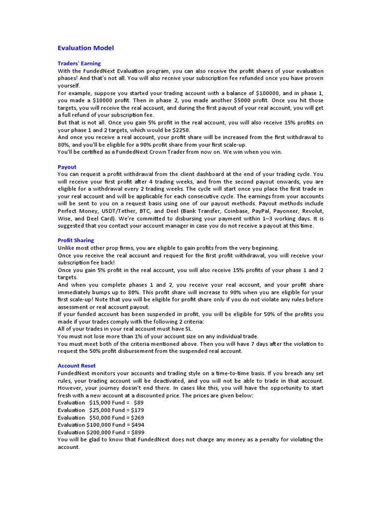 Evaluation Model: An Overview of Traders' Earnings, Payout Structures, Account Management ...