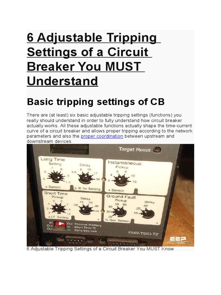 6 Adjustable Tripping Settings of A Circuit Breaker You Must Understand | PDF | Physical ...