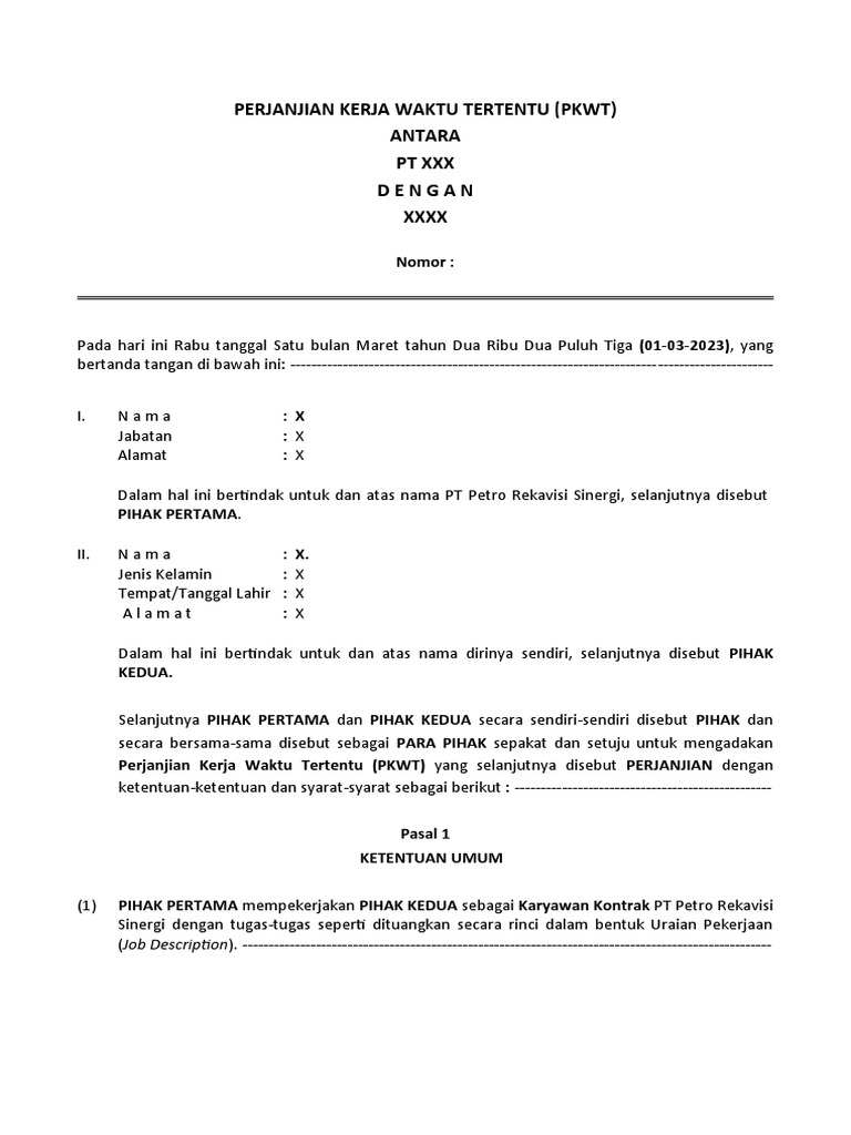 Contoh PKWT | PDF