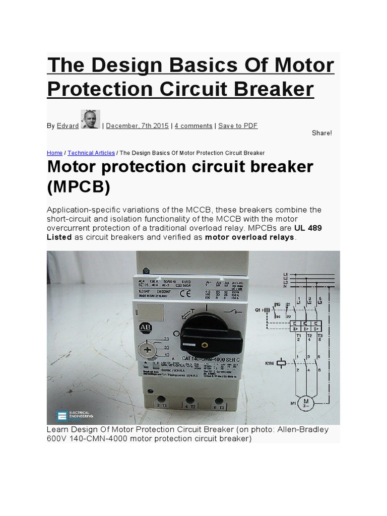 Motor Protection Circuit Breaker Design | PDF | Switch | Relay