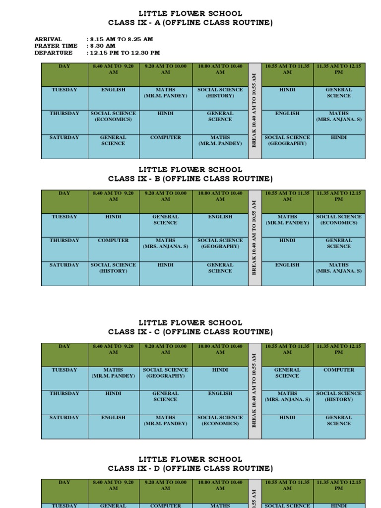 Offline Class Routine (Ix) PDF | PDF