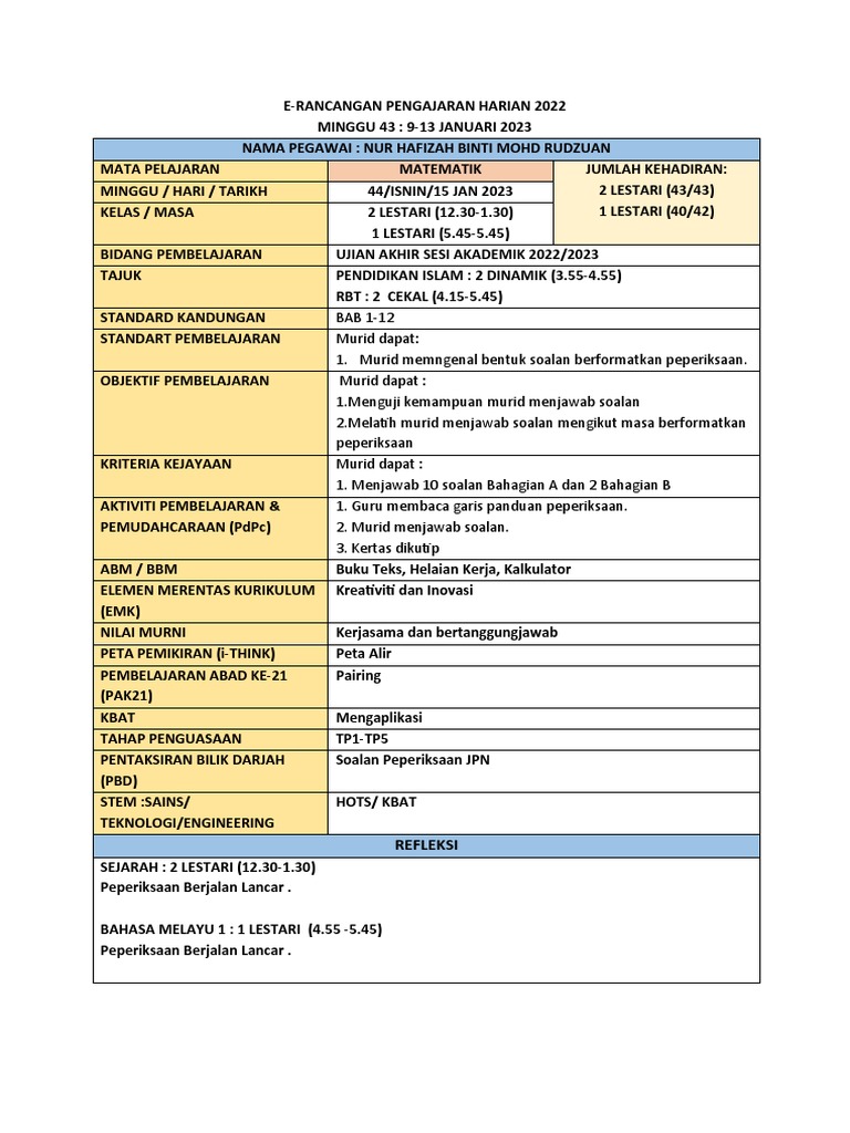 E-Rph 2022 Minggu 44 15-19.1.2023 | PDF | Seni