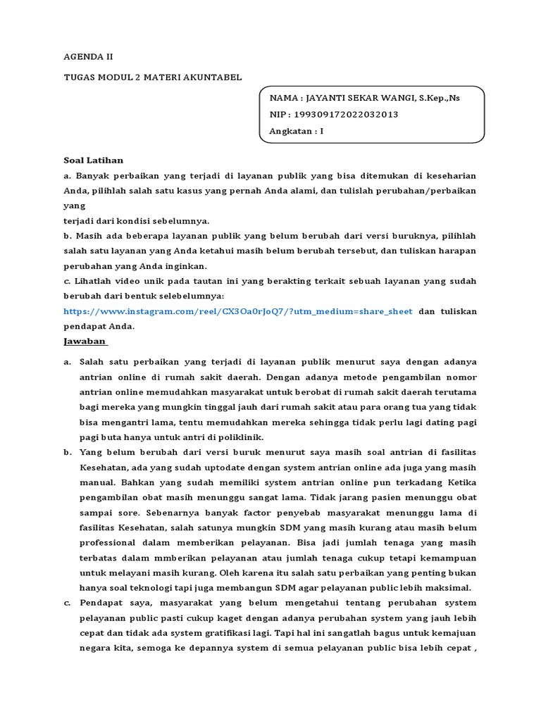 AGENDA II - Tugas Modul 2 Akuntabel - Jayanti Sekar Wangi, S.Kep.,Ns ...