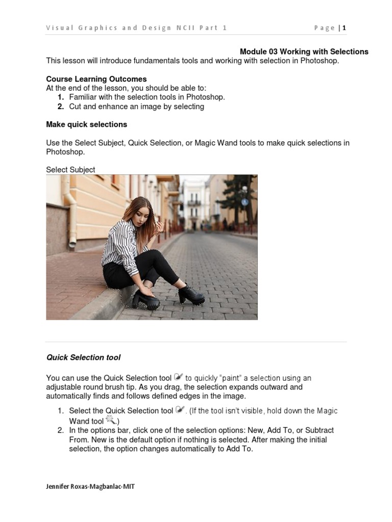 WEEK 007 008 MODULE Selecting and Cutting Out Part of An Image | PDF ...