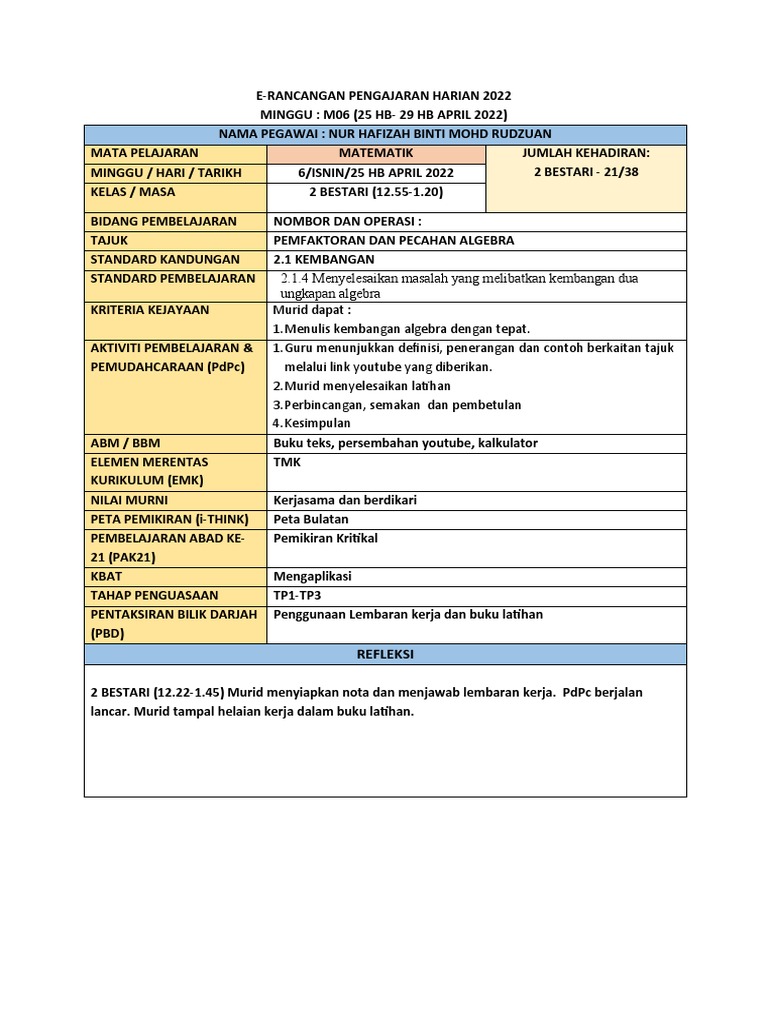 E-Rph 2022 Minggu 6 25-29.4-8.2022 | PDF
