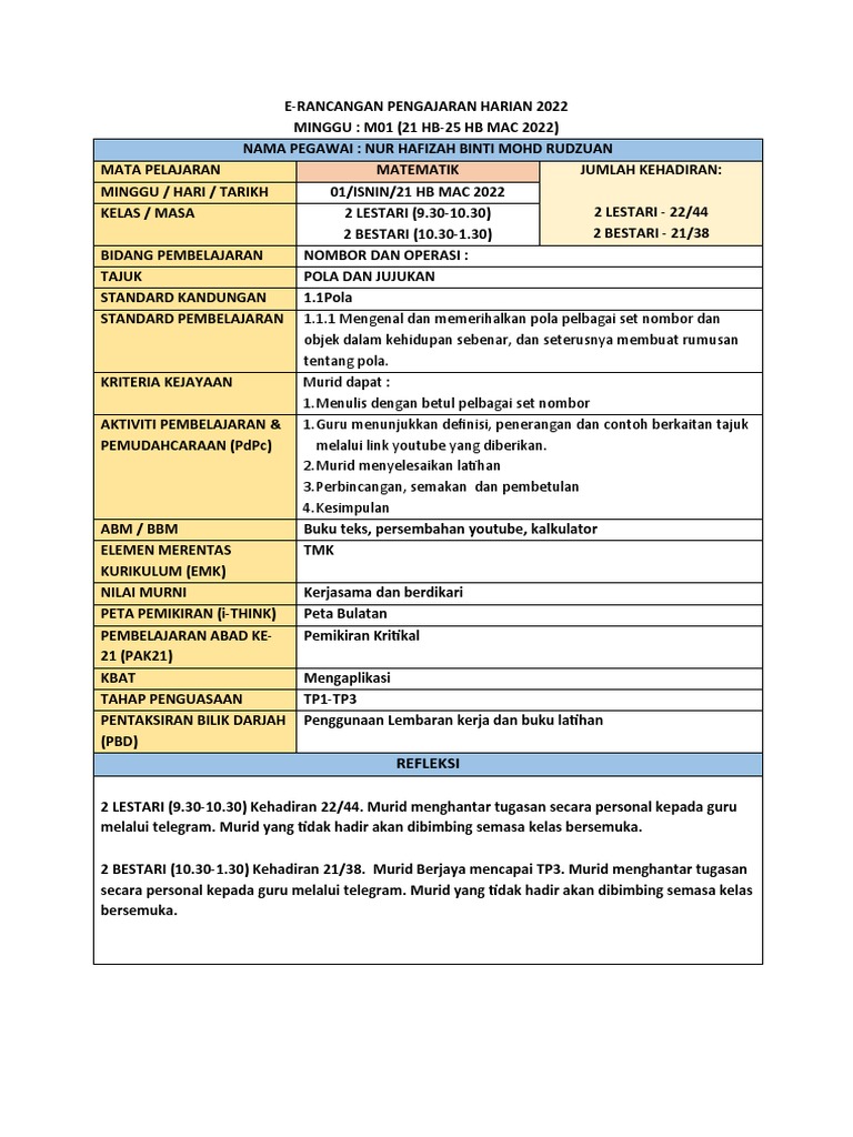 E-Rph 2022 Minggu 1 21-25.3.2022 | PDF