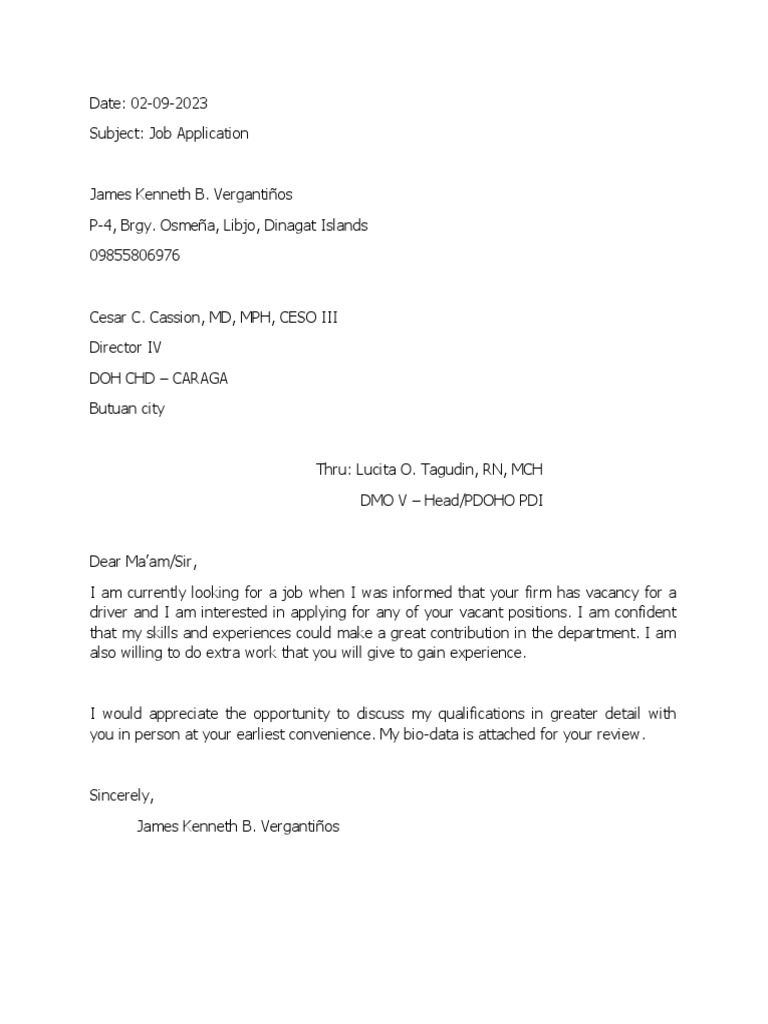 Application Letter | PDF