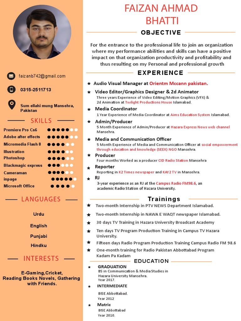 Faizan CV PDF | PDF | Mass Media | Information And Communications Technology