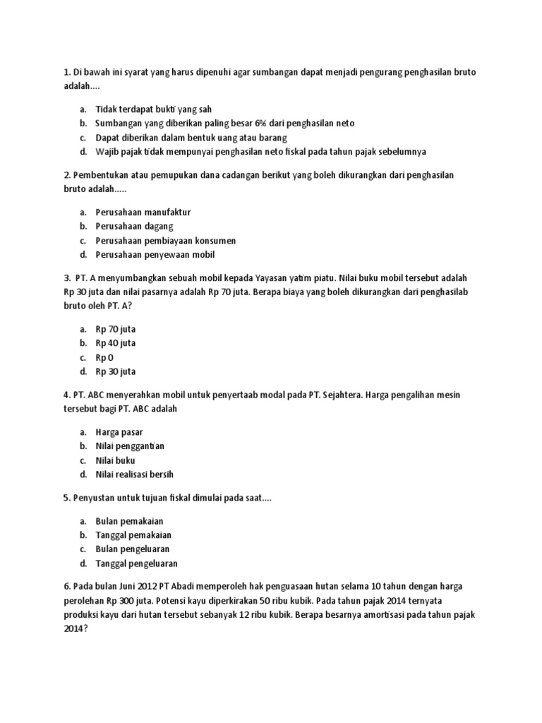 Soal PPH Badan | PDF