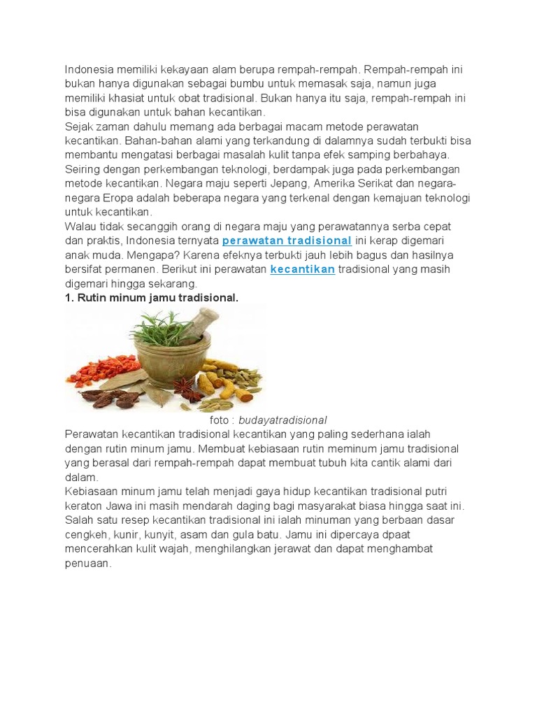 Manfaat Jamu Rempah Ratus untuk Kecantikan | PDF