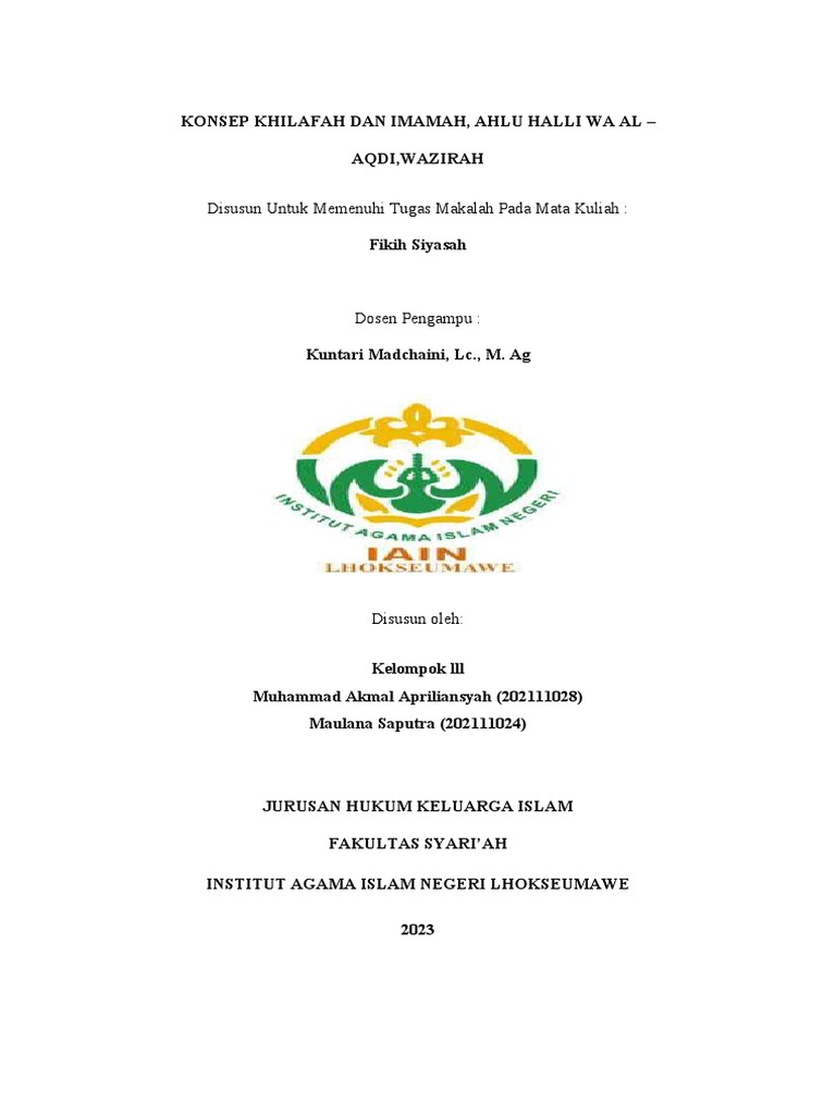 Konsep Khilafah dalam Pemerintahan Islam | PDF