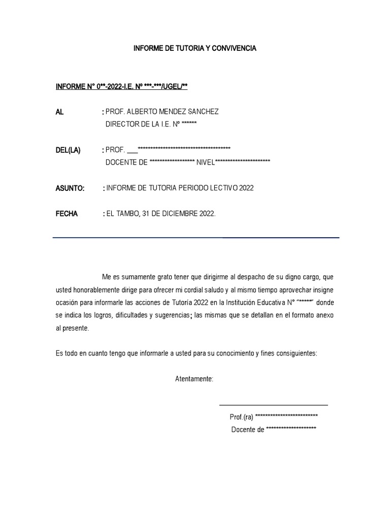 1 Informe de Tutoria y Convivencia | PDF | Las emociones | Violencia