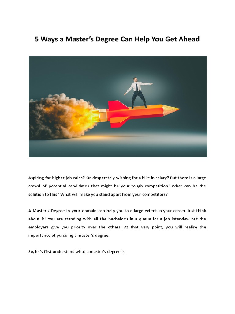 5 Ways A Master S Degree Can Help You Get Ahead Pdf Academic Degree