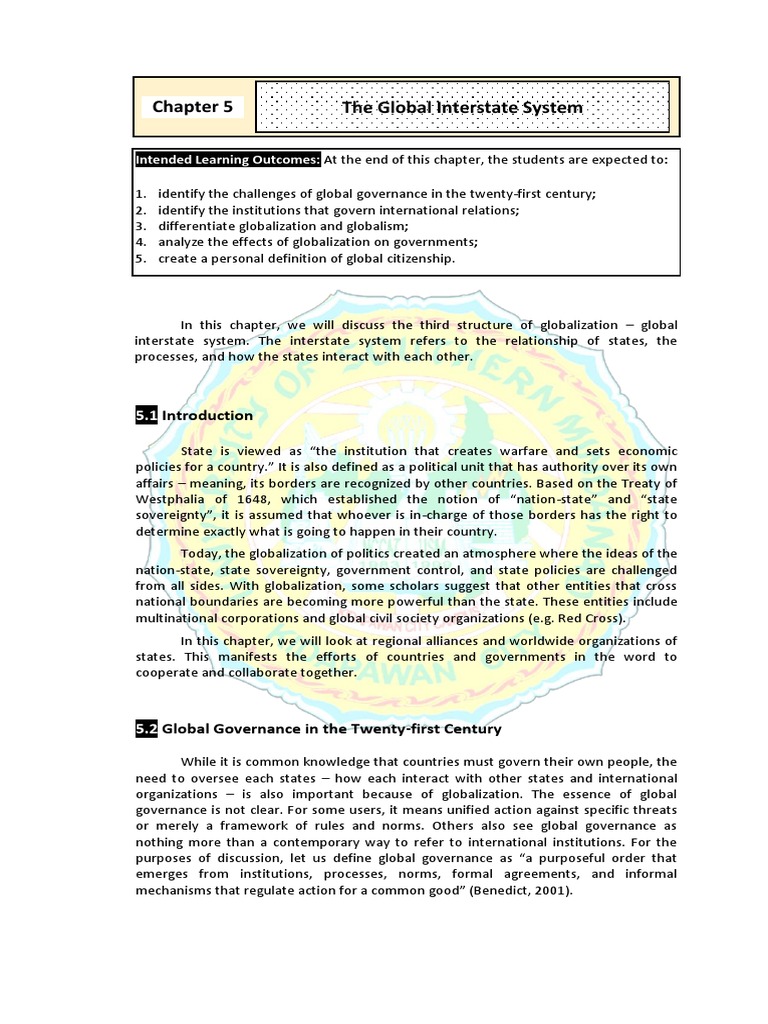 GE 3 - Global Interstate System | PDF | Globalization | Governance GE 3 - Global Interstate System | PDF | Globalization | Governance