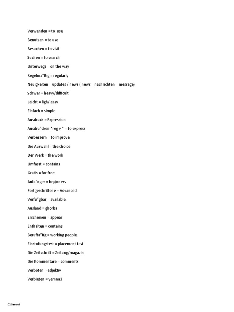 German Wortschatz | PDF