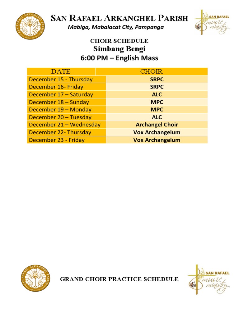 Choir Schedule | PDF