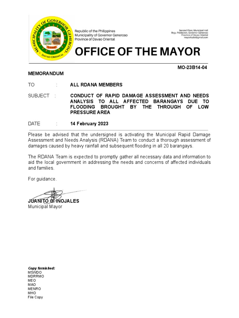 Memo Rdana-Activation 23B14-04 PDF | PDF