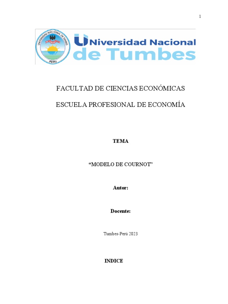 Modelo De Cournot Pdf Oligopolio Mercado Economía