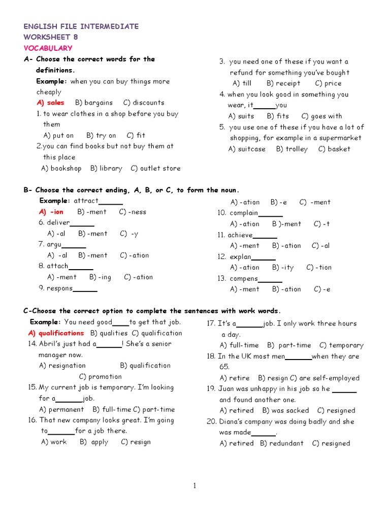 INTE Worksheet 8 | PDF