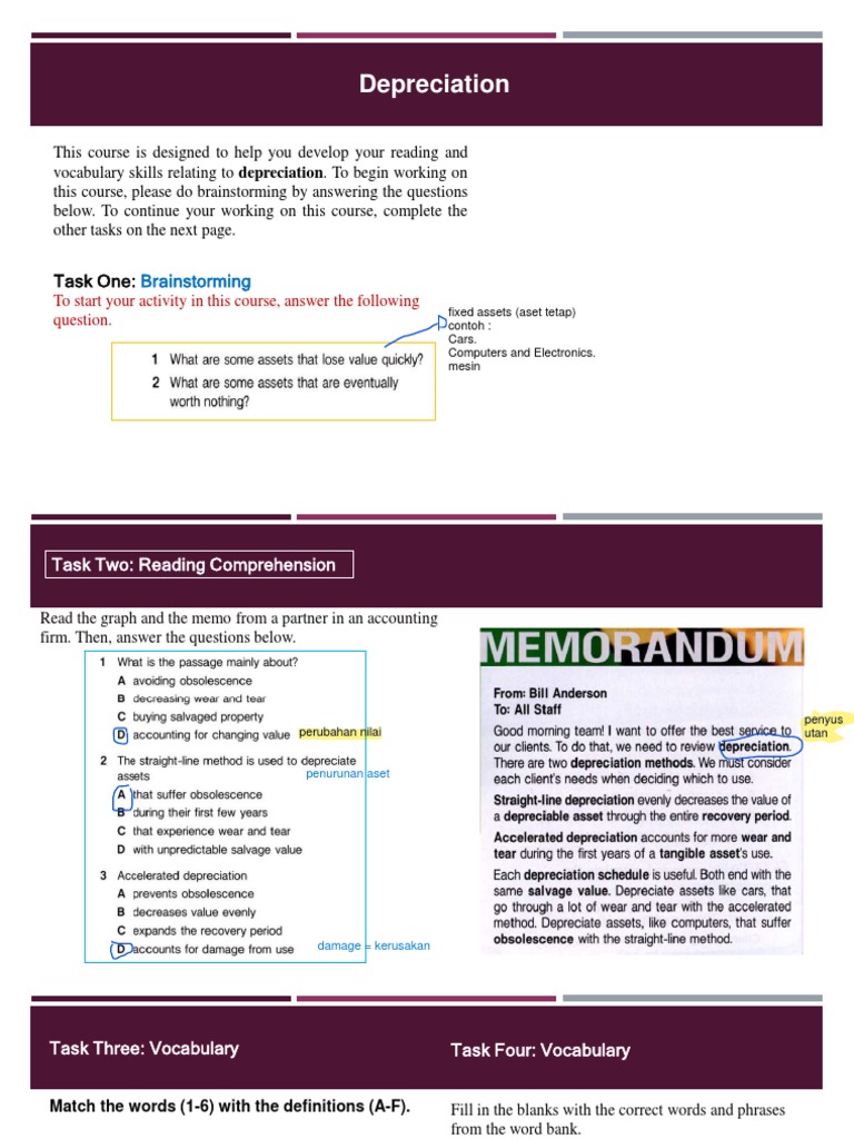 Worksheet Depreciation | PDF