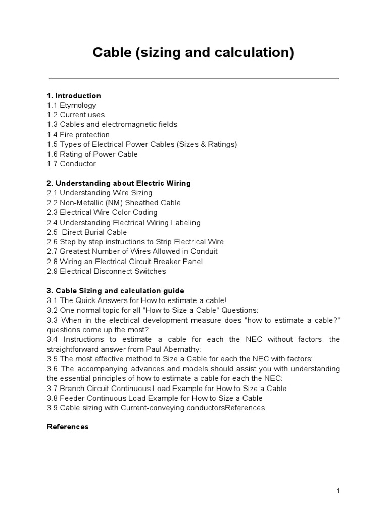 Cable (Sizing and Calculation) | PDF | Electrical Wiring | Wire