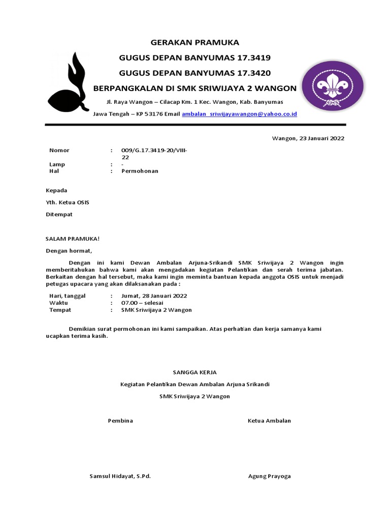 SURAT DISPEN UNTUK ANAK OSIS | PDF