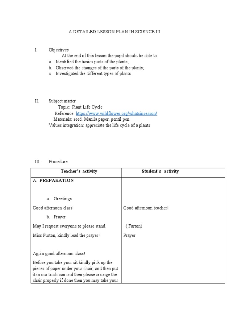Lessonplanscience 3 Plantlife | PDF | Flowers | Seed
