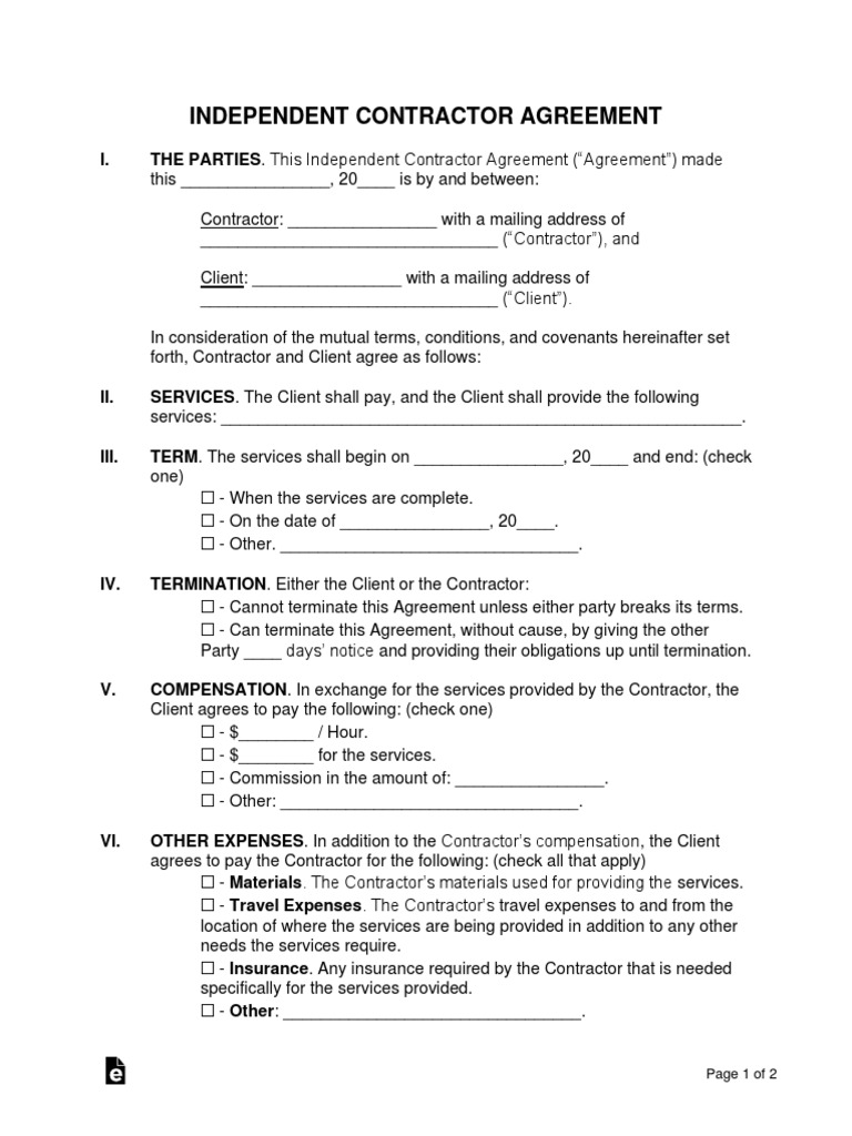 Independent Contractor Agreement Simple | PDF | Employment | Indemnity