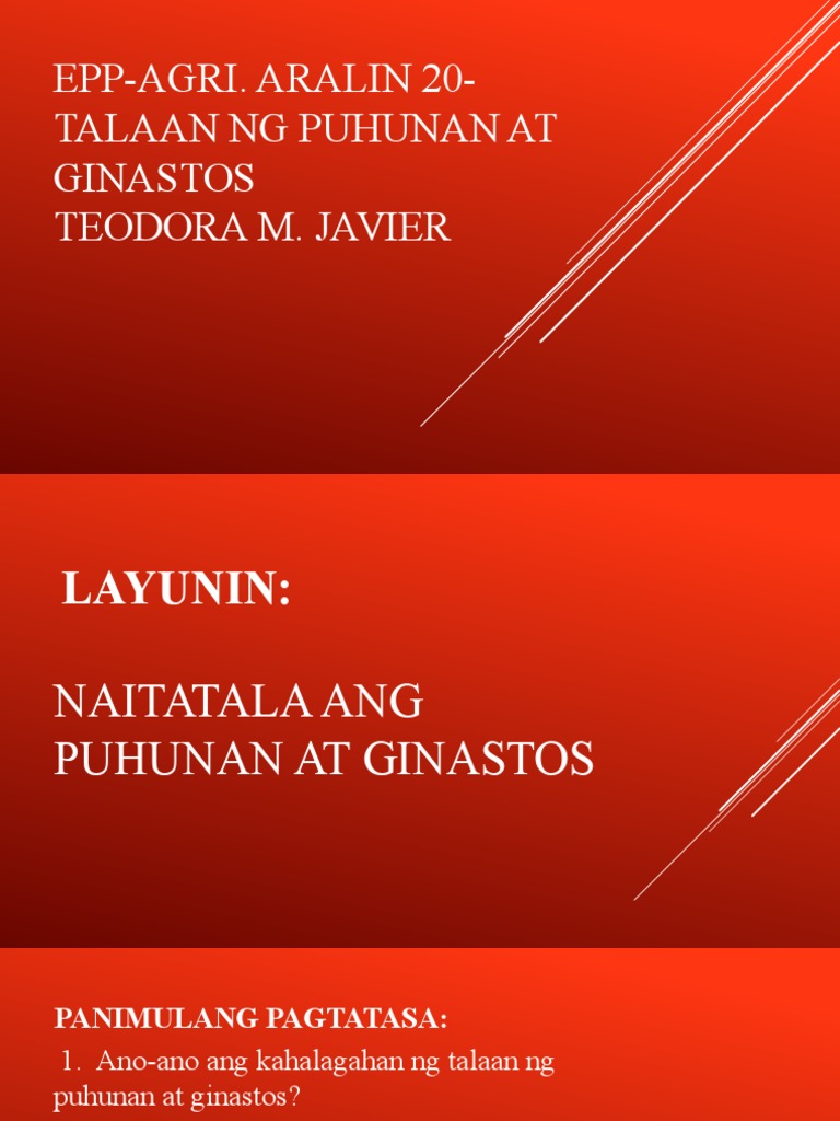 20 EPP-AGRI - Aralin 20-Talaan NG Puhunan at Ginastos | PDF