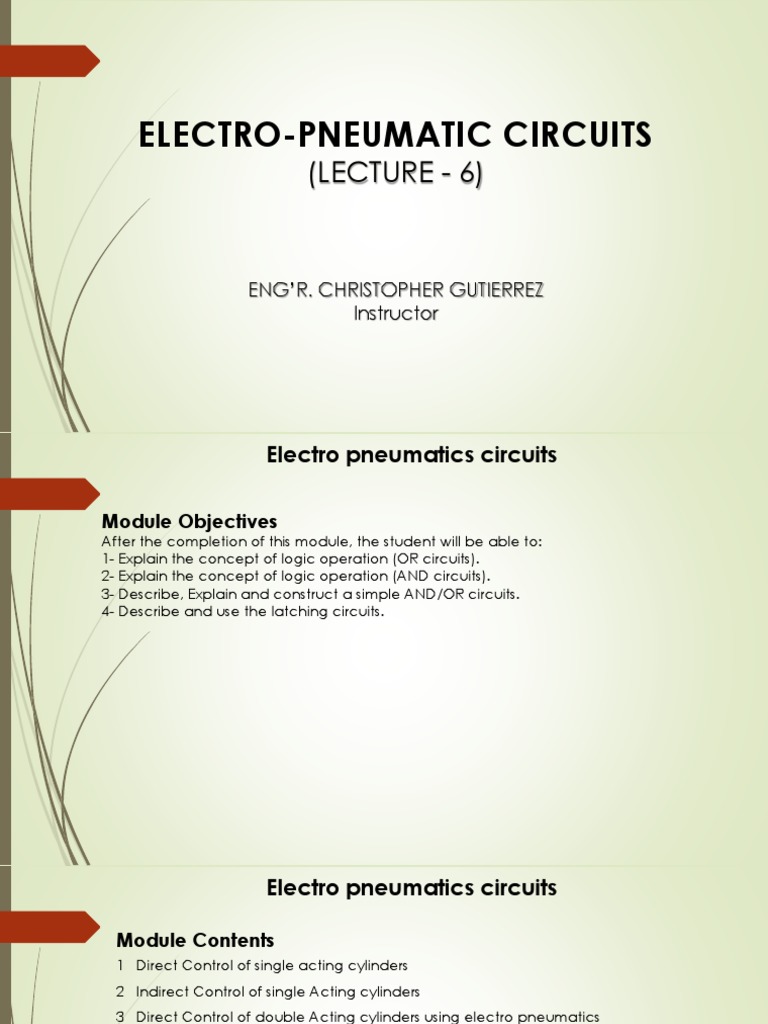 LECTURE 6 Logic Operation in Electro Pneumatic PDF | PDF | Relay | Switch