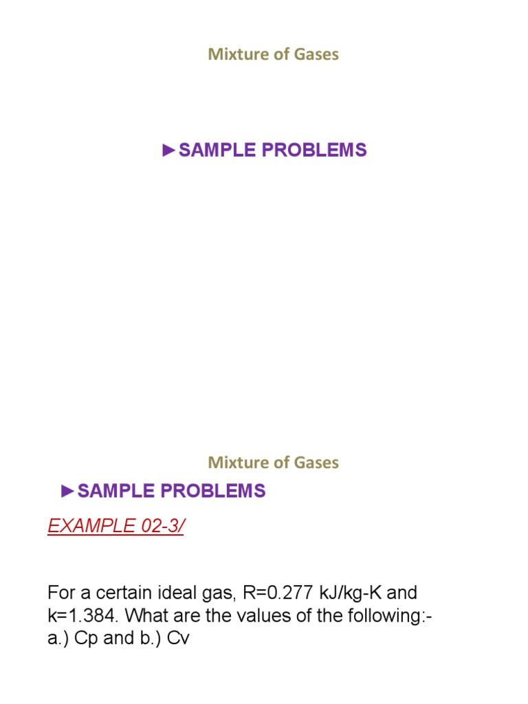 Ppt#2.samle Problems | PDF | Pressure | Gases