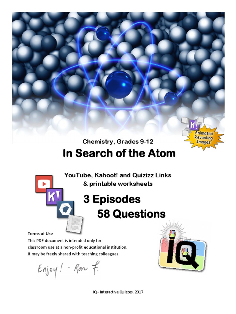 In Search of The Atom: Chemistry, Grades 9-12 | PDF | Atoms | Atomic ...