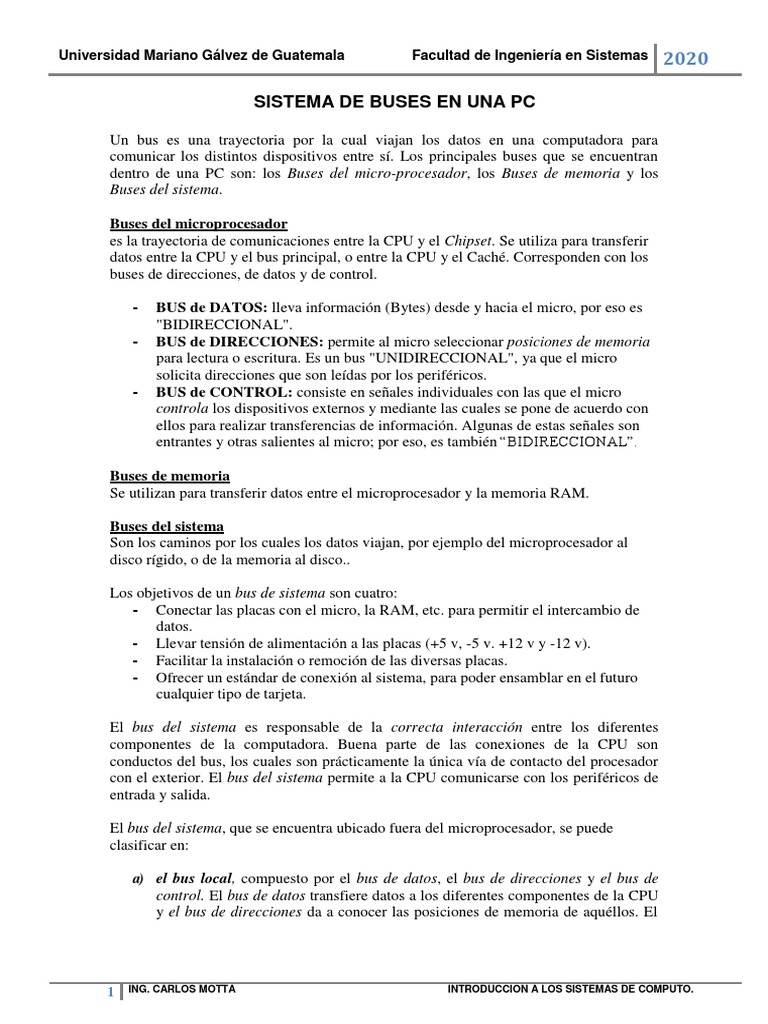 Sistemas de Buses de Un Computador (2021) | PDF | Hardware de la ...