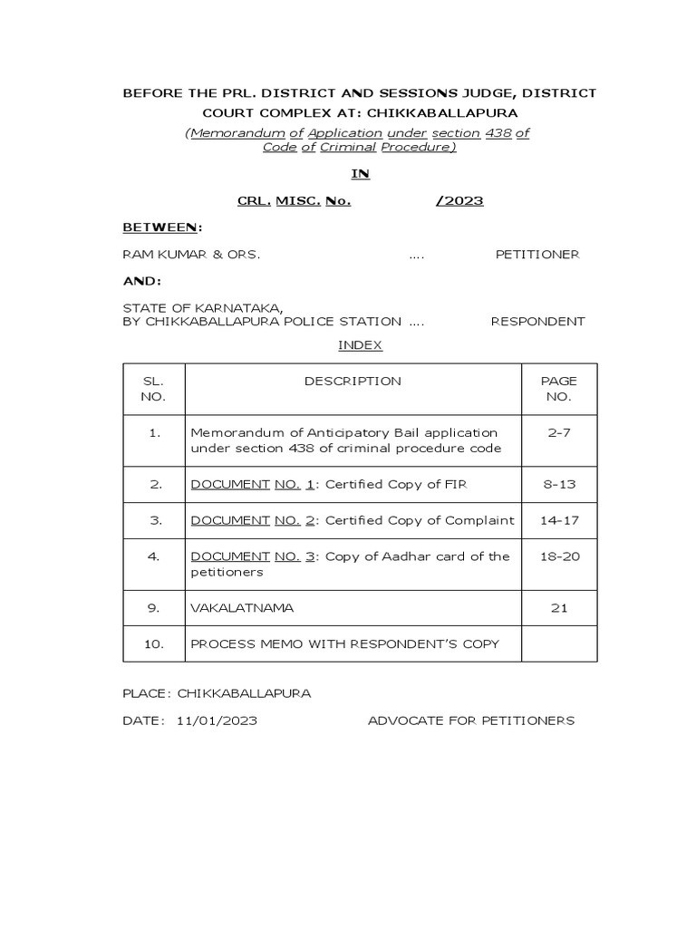 438 Ramkumar | PDF | Bail | Complaint