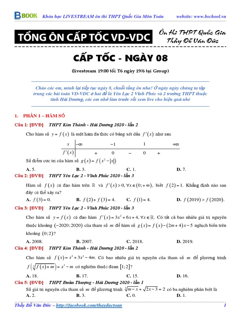 ĐỀ TỔNG ÔN VD-VDC SỐ 08 | PDF