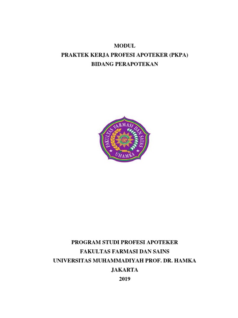 Modul Praktek Kerja Profesi Apoteker (Pkpa) Bidang Perapotekan | PDF ...