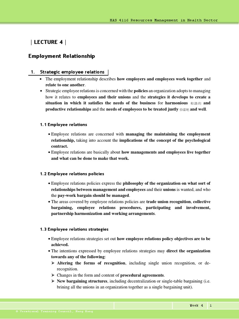 HAS 4116 - L4 Employment Relationship | PDF | Employment | Trade Union