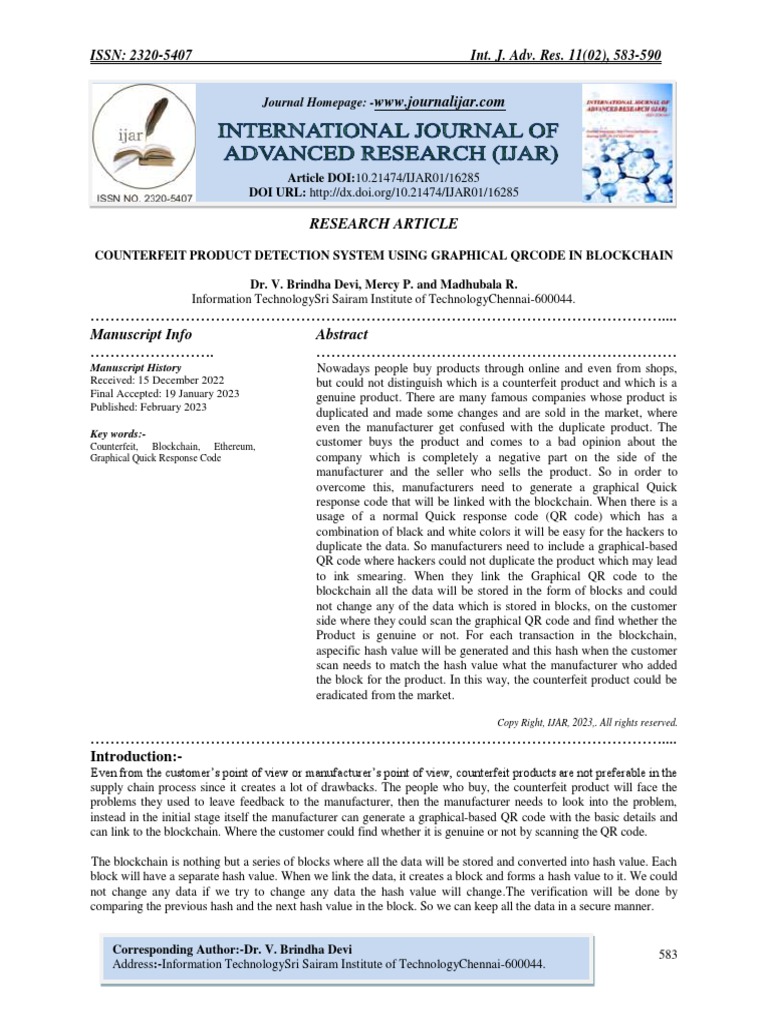 Counterfeit Product Detection System Using Graphical Qrcode in ...