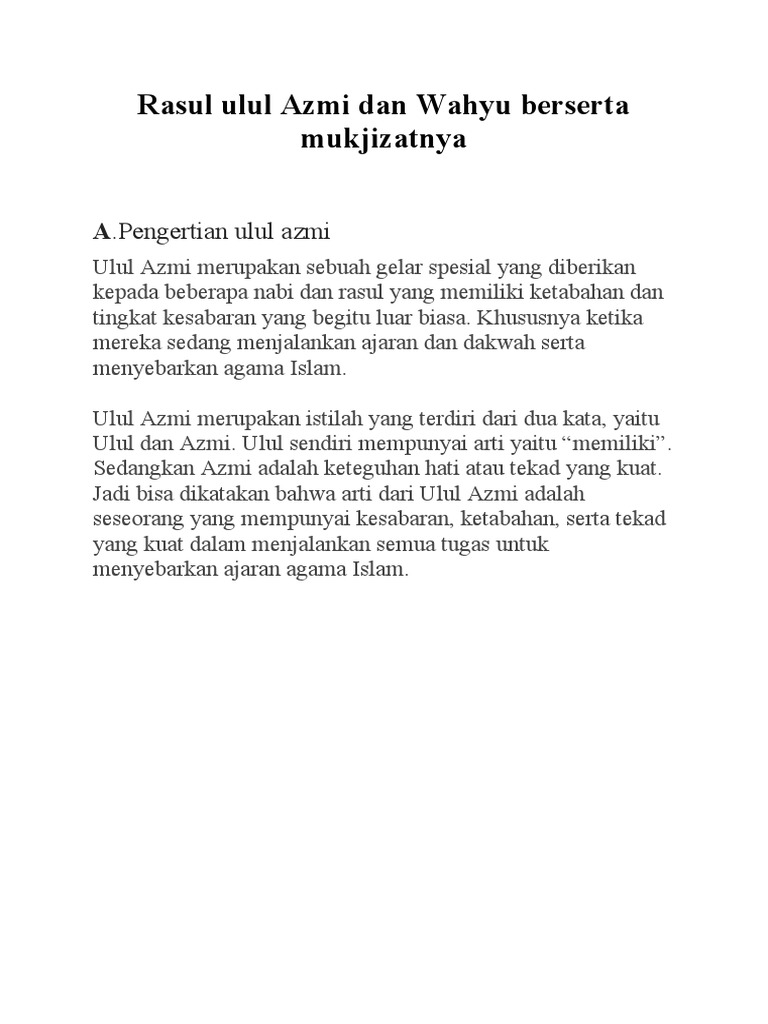 Rasul Ulul Azmi dan Mukjizatnya | PDF