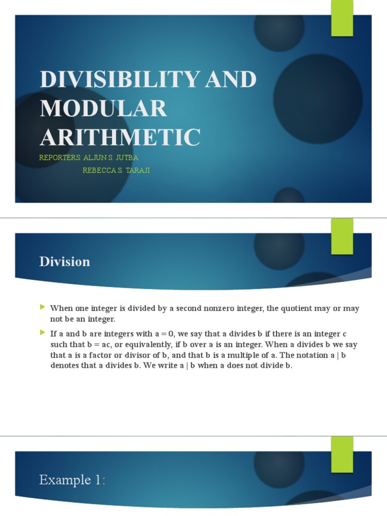 Divisibility and Modular Arithmetic | PDF | Division (Mathematics) | Abstract Algebra