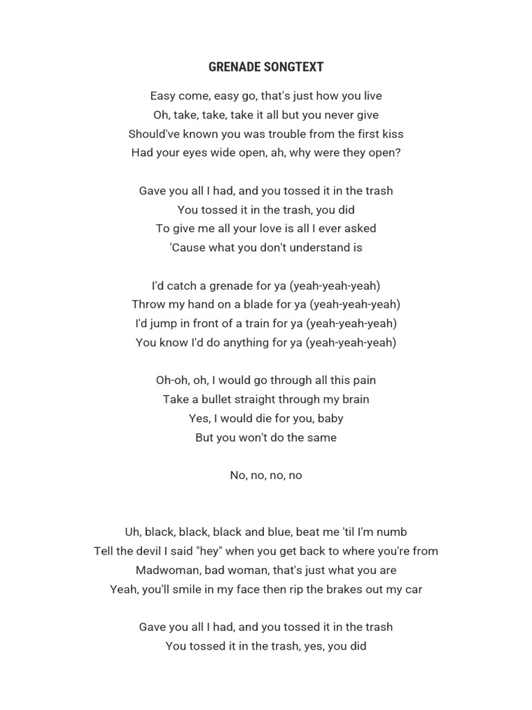 Grenade Songtext | PDF