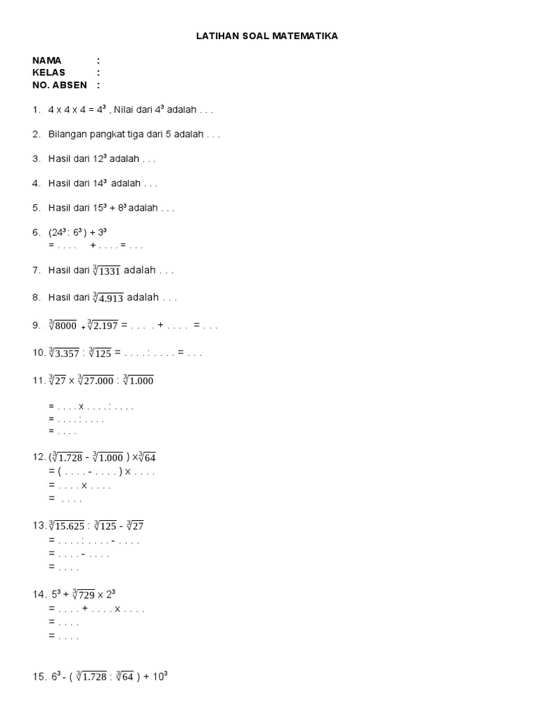 Latihan Soal Matematika Kelas 5 | PDF