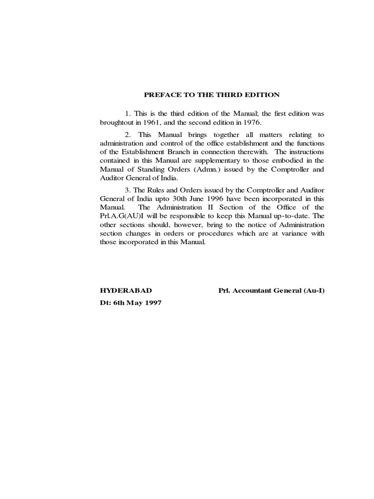 Establishment Manual Overview | PDF