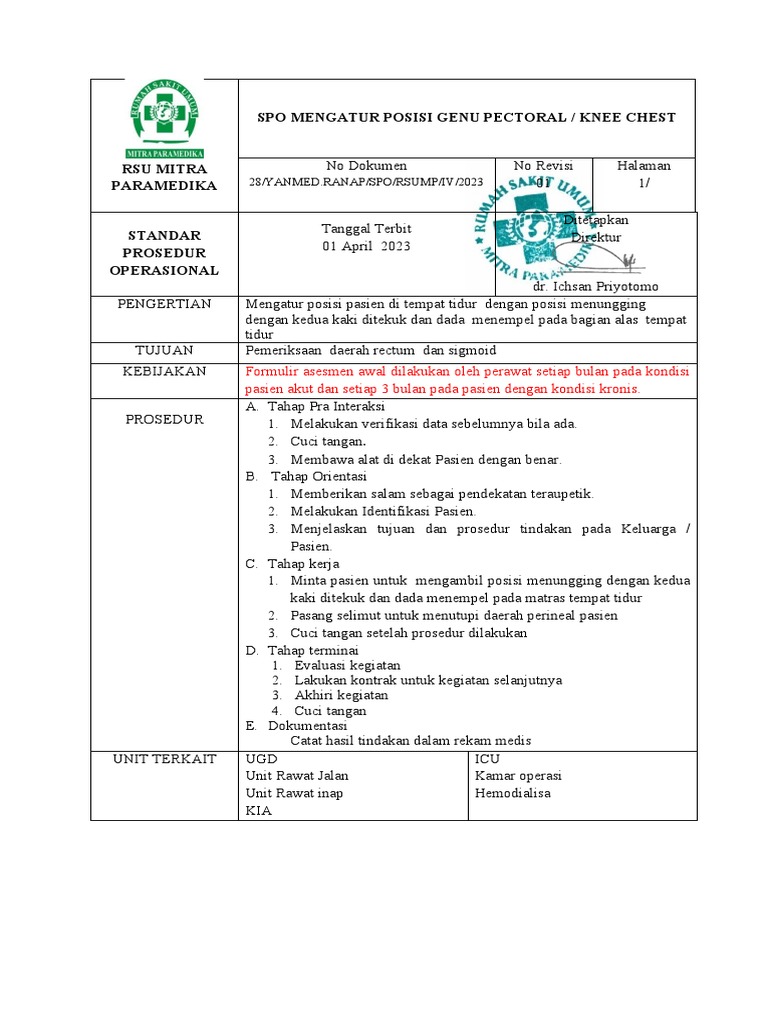 SPO Mengatur Posisi Genu Pectoral Knee Chest | PDF