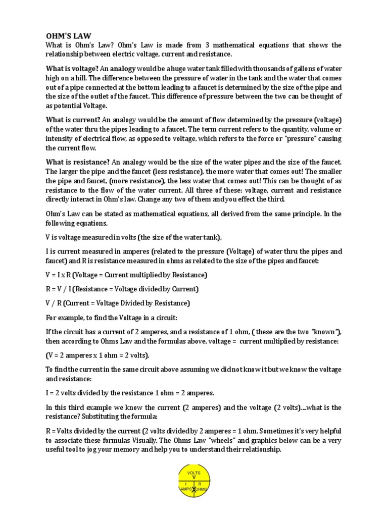 Chapter 2 Ohms Law, Series and Parallel Circuit PDF | PDF | Series And ...