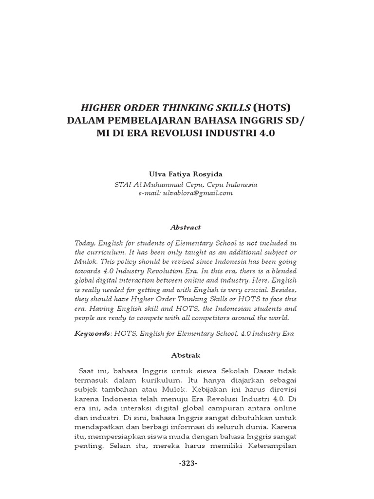 Higher Order Thinking Skills HOTS Dalam Pembelajar | PDF