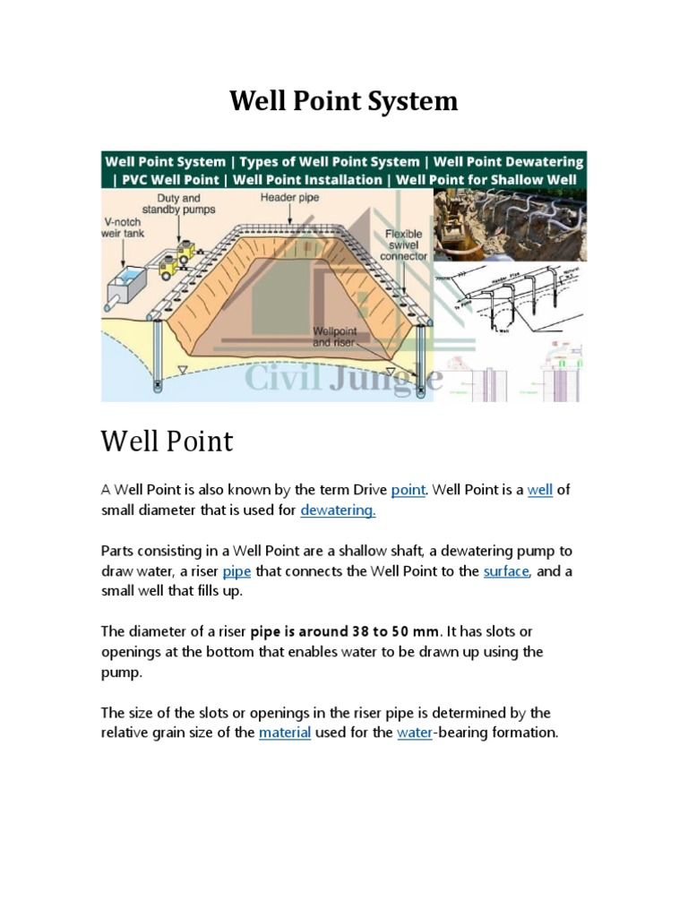 Well Point System | PDF | Pump | Pipe (Fluid Conveyance)