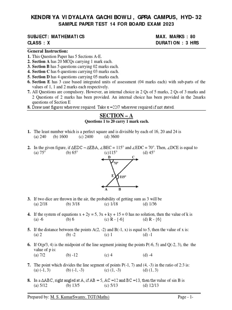 X Maths QP Code 4 PDF | PDF | Circle | Sphere