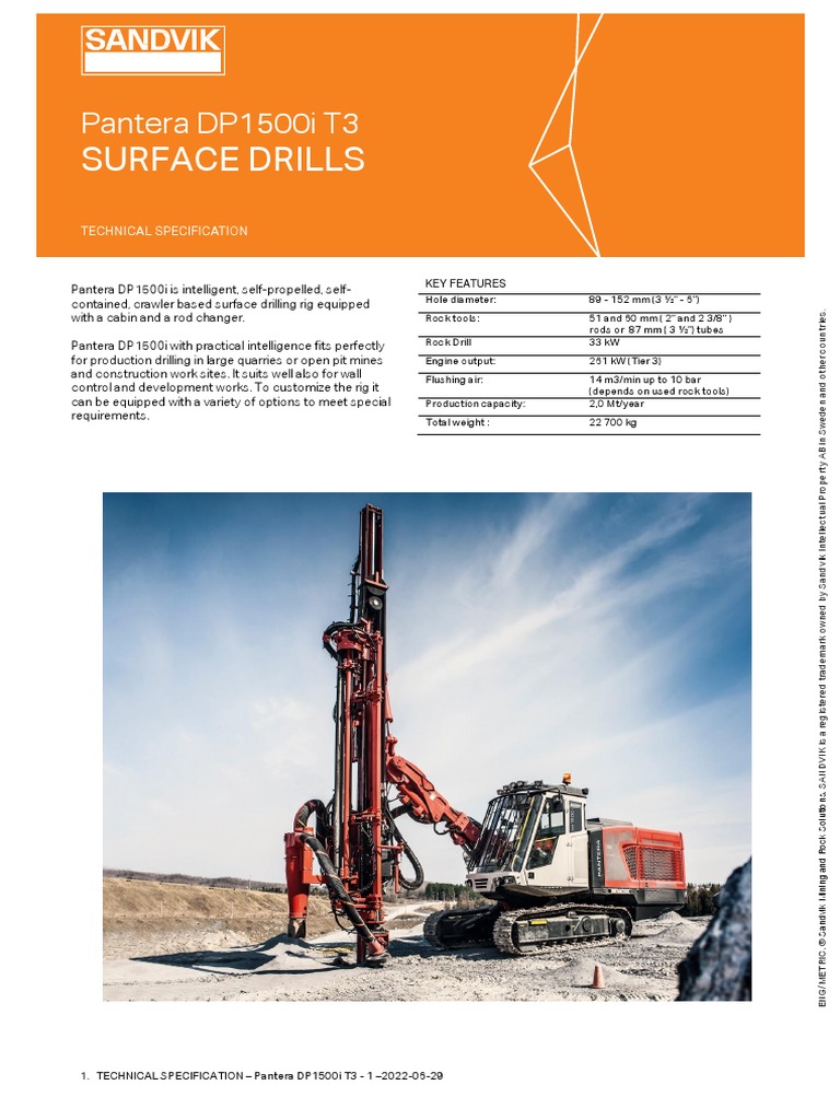 Dp1500i t3 Specification Sheet English | PDF | Truck | Drill