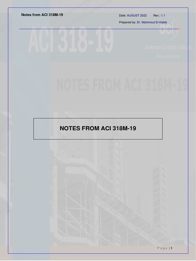 ACI 318M-19 Code Notes on Slabs, Beams, Columns and Analysis | PDF ...